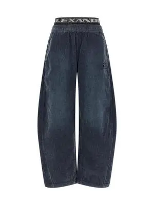 Alexander Wang ALEXANDER WANG Brushed Denim Barrel Leg Pants Black