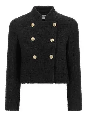Balmain Double-breasted Tweed Jacket - Black