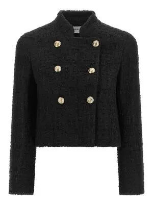 Balmain Double-breasted Tweed Jacket - Black