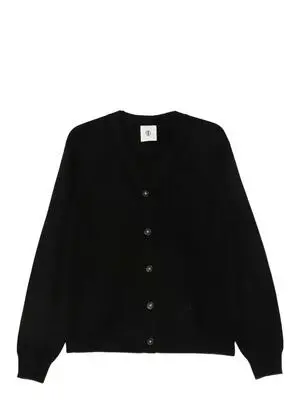 THE GARMENT Bergen Embroidered-logo V-neck Cardigan - Black
