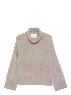 Soft Goat Brushed Cashmere Roll Neck Sweater - Grey