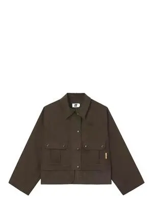 Izzue Quilted-panel Corduroy-collar Jacket - Brown