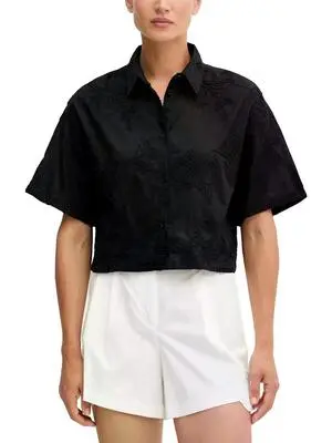 BENETTON Embroidered Cropped Shirt - Black