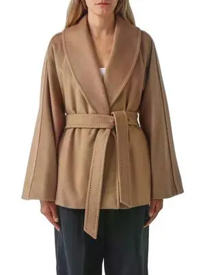 Max Mara Max Mara Belted Shawl-Collar Coat Neutrals