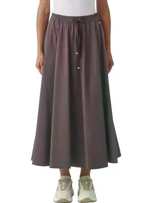 Herno Drawstring Waist A-line Midi Skirt - Brown
