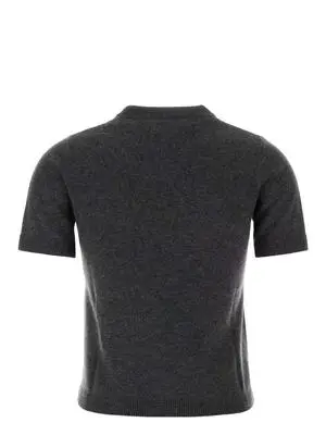 Max Mara S Max Mara Melange Effect Knitted Short Sleeve Sweater Grey