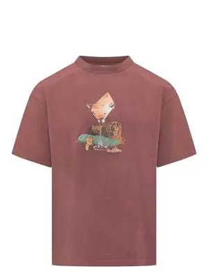 Drole De Monsieur Glass Lion Cotton T-shirt - Red