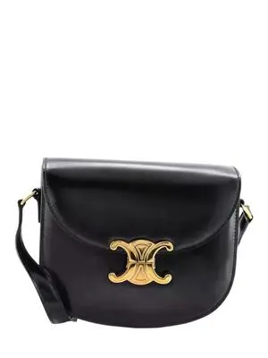 Celine Triomphe Besace Clea Flap Shoulder Bag - Black