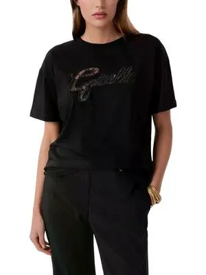 GAELLE PARIS Embellished Logo T-shirt - Black