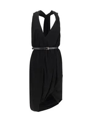 Loewe Draped Viscose Crepe Jersey Dress - Black