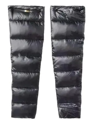 Herno Quilted Ribbed-knit Arm Warmers With Gold-tone Hardware - Black