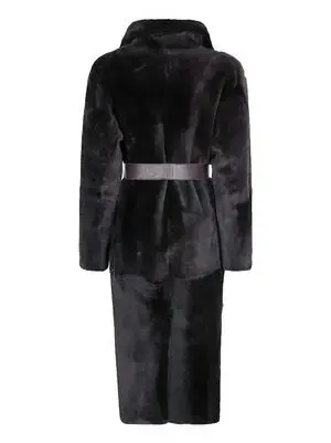 DESA 1972 Reversible Belted Shearling Coat - Black