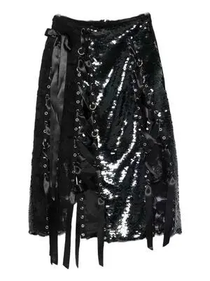SIMONE ROCHA Simone Rocha Sequin-Embellished Lace-Patchwork Midi Skirt