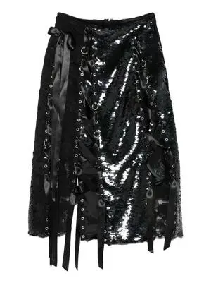 Simone Rocha SIMONE ROCHA Sequin-Embellished Lace Midi Skirt Black