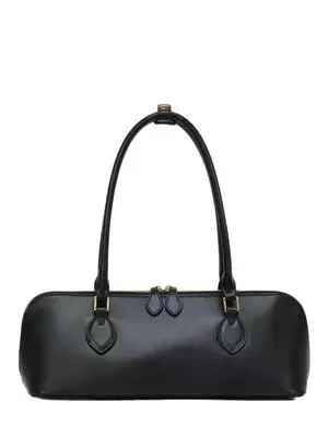 POTAMY Premium Leather Shoulder Bag With Top Handles - Black