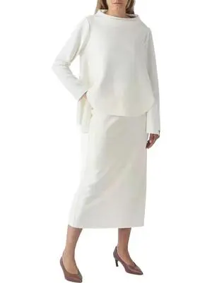 MEIMEIJ Elasticated Waist Midi Skirt - White
