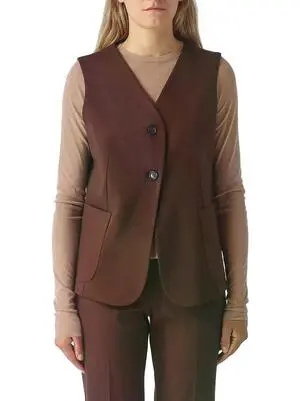 MEIMEIJ Button-up V-neck Gilet - Brown
