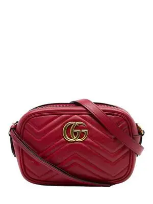 Gucci GUCCI Mini GG Marmont Matelassé Leather Crossbody Bag Red