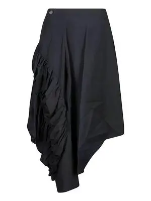 Comme Des Garçons Asymmetric Ruffled Midi Skirt - Black