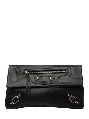 Balenciaga Lambskin Motocross Giant 12 Envelope Clutch Bag - Black