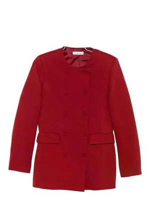 Liviana Conti Crew-neck Double-breasted Coat - Red