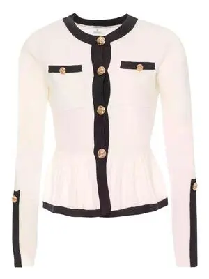 FRACOMINA Peplum Hem Button-up Cardigan - Neutrals