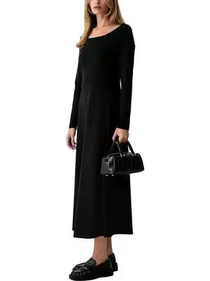 Marc O'polo Long Sleeve Jersey A-line Midi Dress - Black