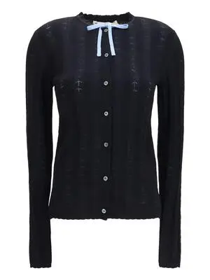 Marni Wool And Silk Cardigan With Bow Detail - Black