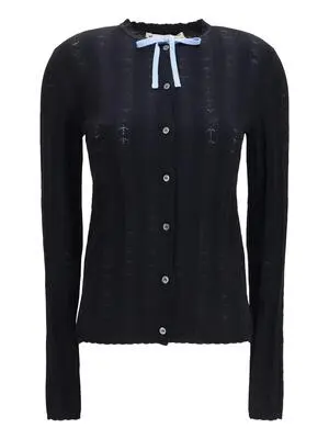 Marni Wool And Silk Cardigan With Bow Detail - Black