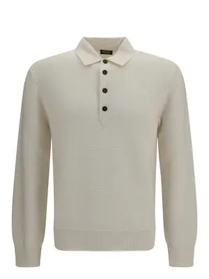 Zegna Long-sleeve Cashmere Polo Shirt - Multicolor