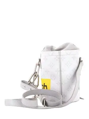 LOUIS VUITTON Monogram Canvas Logo Story Chalk Nano Bucket Bag - Grey