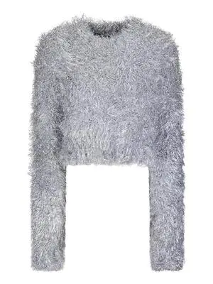Junya Watanabe Junya Watanabe Metallic Effect Eyelash Knit Sweater Silver