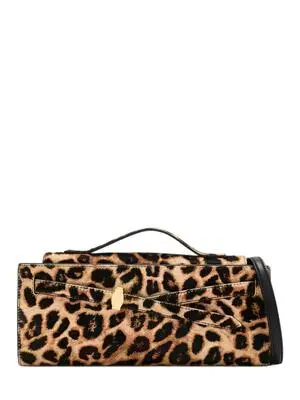 Veronica Beard Veronica Beard Dash Leopard-Print Calf Hair Clutch Bag Brown