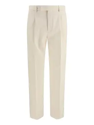 Zegna Cotton And Cashmere Tailored Pants - Multicolor