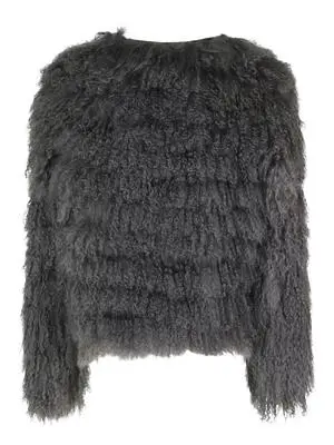 Federica Tosi Curly Lamb Fur Blouse - Grey