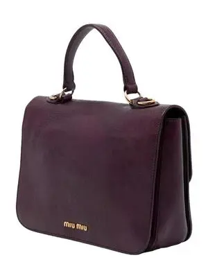 Miu Miu Miu Miu Goatskin Madras Push Lock Top Handle Satchel Purple