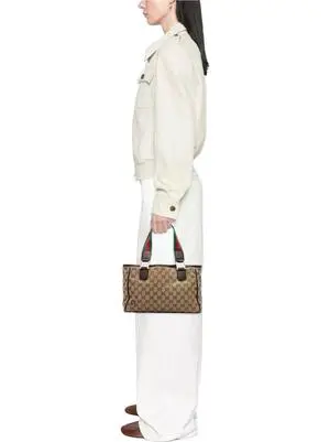 GUCCI Gucci GG Canvas Web Horsebit Tote Bag