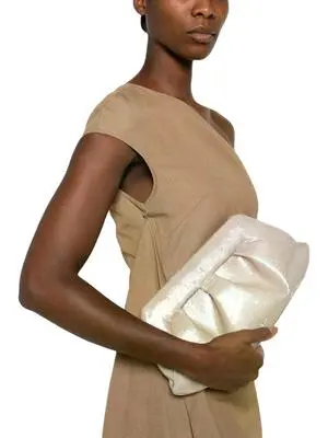 THEMOIRE Bios Ruched Clutch Bag - Neutrals