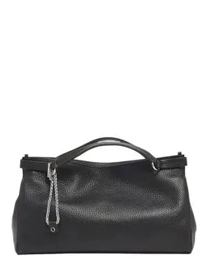 Orciani Midi Virgo Leather Tote Bag - Black