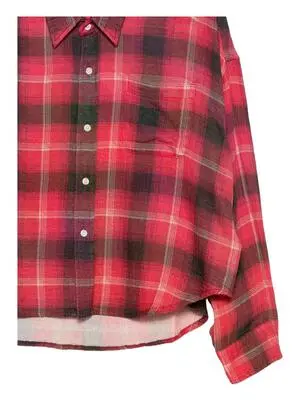 DENIMIST Denimist Plaid Pattern Cropped Shirt