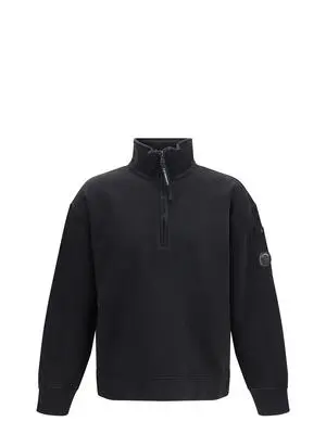 C.P. COMPANY Diagonal-weave Cotton Fleece Sweatshirt - Black