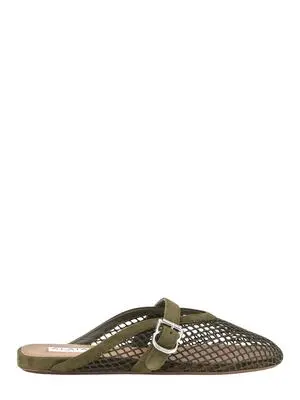 Alaïa ALAIA Flat Mesh Mules With Buckle Strap Green
