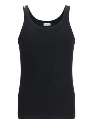 Dolce & Gabbana Marcello Ribbed Cotton Tank Top - Black