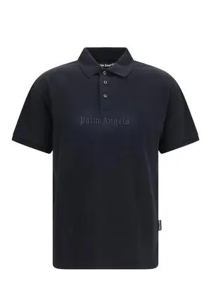 Palm Angels Cotton Polo With Embroidered Logo - Black