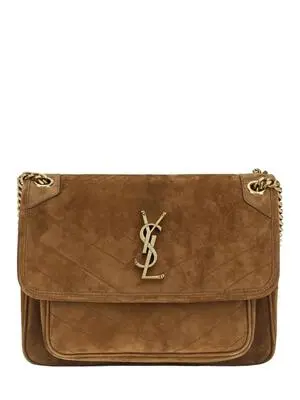 Saint Laurent Medium Niki Suede Shoulder Bag - Brown