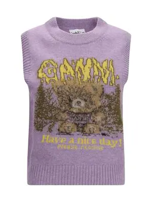 GANNI Teddy Alpaca And Wool-blend Vest - Gray