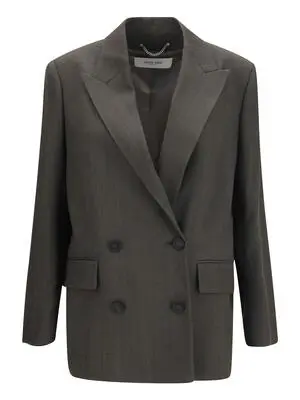 GOLDEN GOOSE Double-breasted Blazer With Drawstring - Green