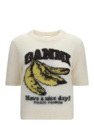 GANNI Graphic Alpaca Knit T-shirt - Multicolor