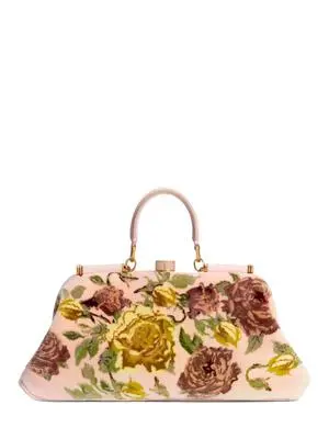 DOLCE & GABBANA DOLCE & GABBANA Velvet Stitch Embroidery Calfskin Leather Handbag