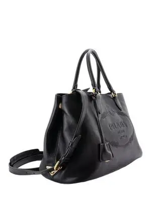 PRADA Prada Embossed Logo Convertible Open Glace Calf Medium Tote Bag